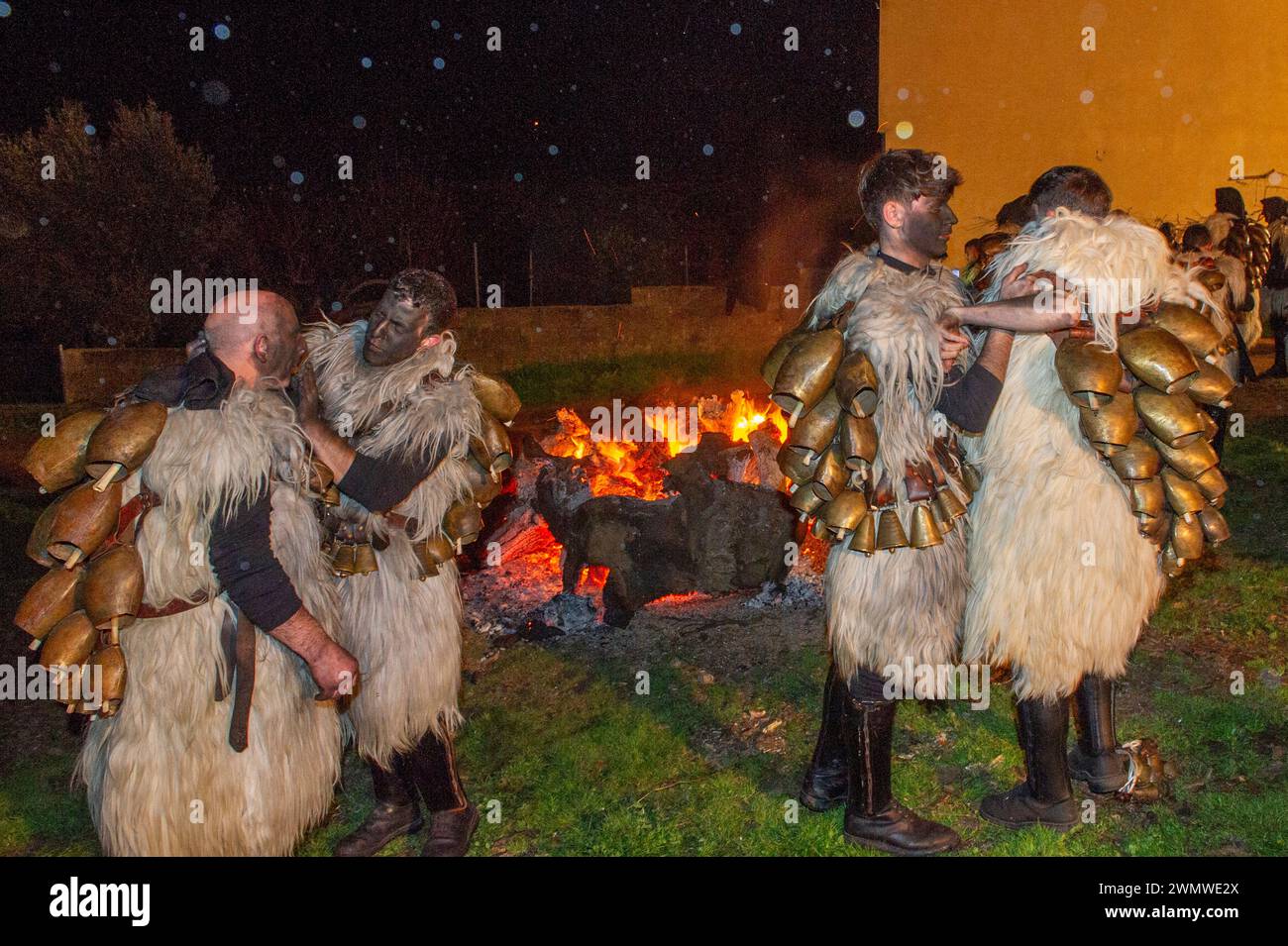 16 January 2024 - Italy, Sardinia, Nuoro, Ortuni, traditional bonfire ...