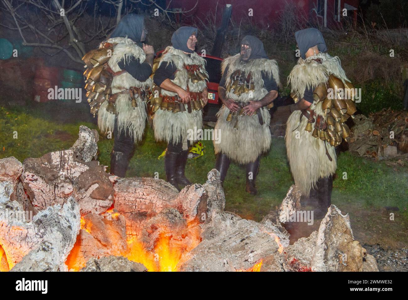16 January 2024 - Italy, Sardinia, Nuoro, Ortuni, traditional bonfire ...