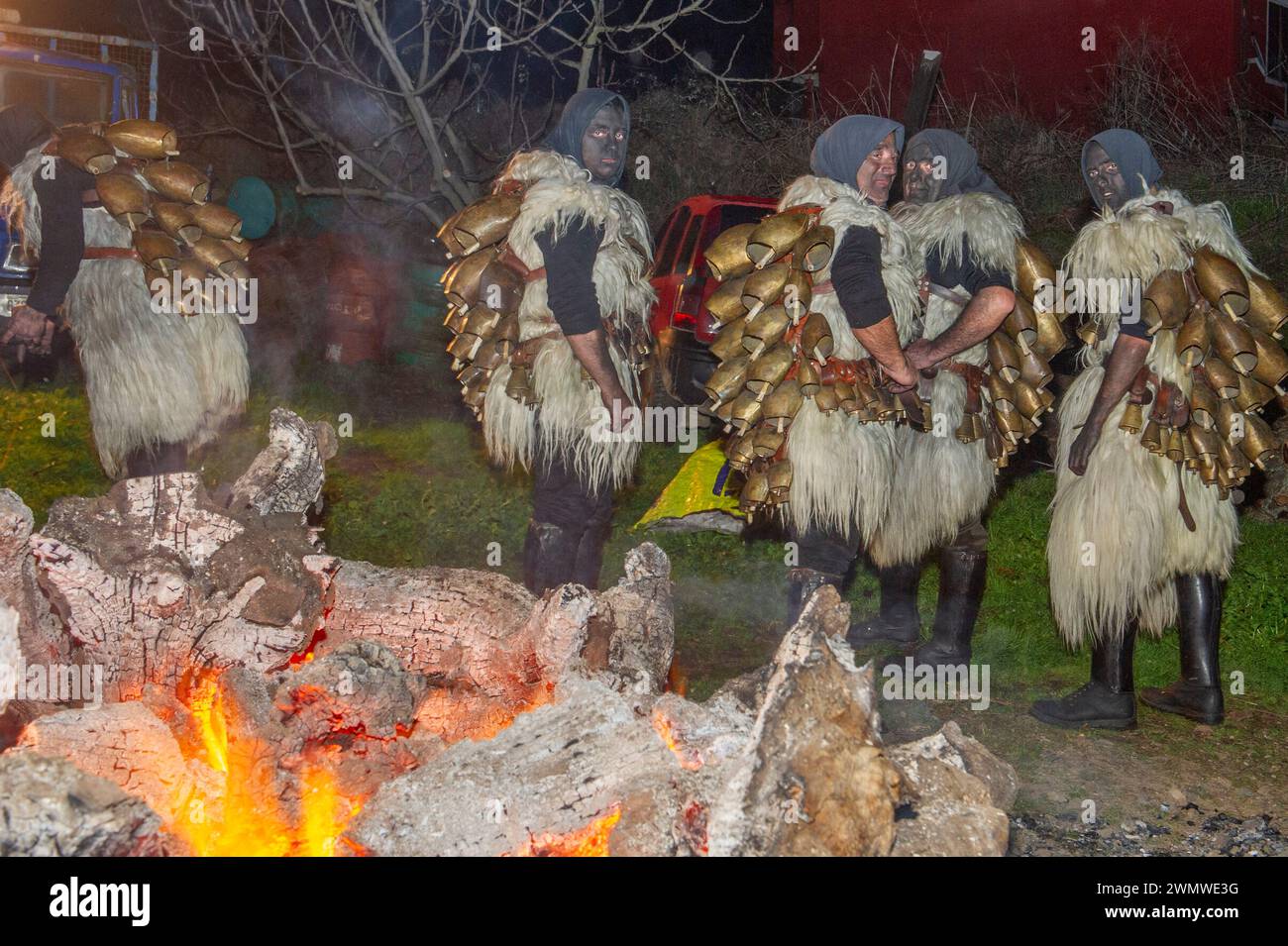 16 January 2024 - Italy, Sardinia, Nuoro, Ortuni, traditional bonfire ...