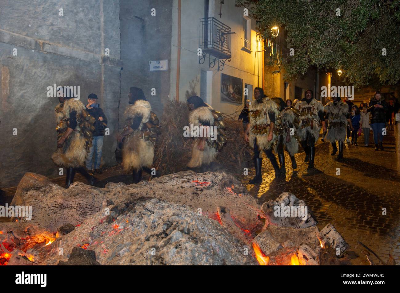 16 January 2024 - Italy, Sardinia, Nuoro, Ortuni, traditional bonfire ...
