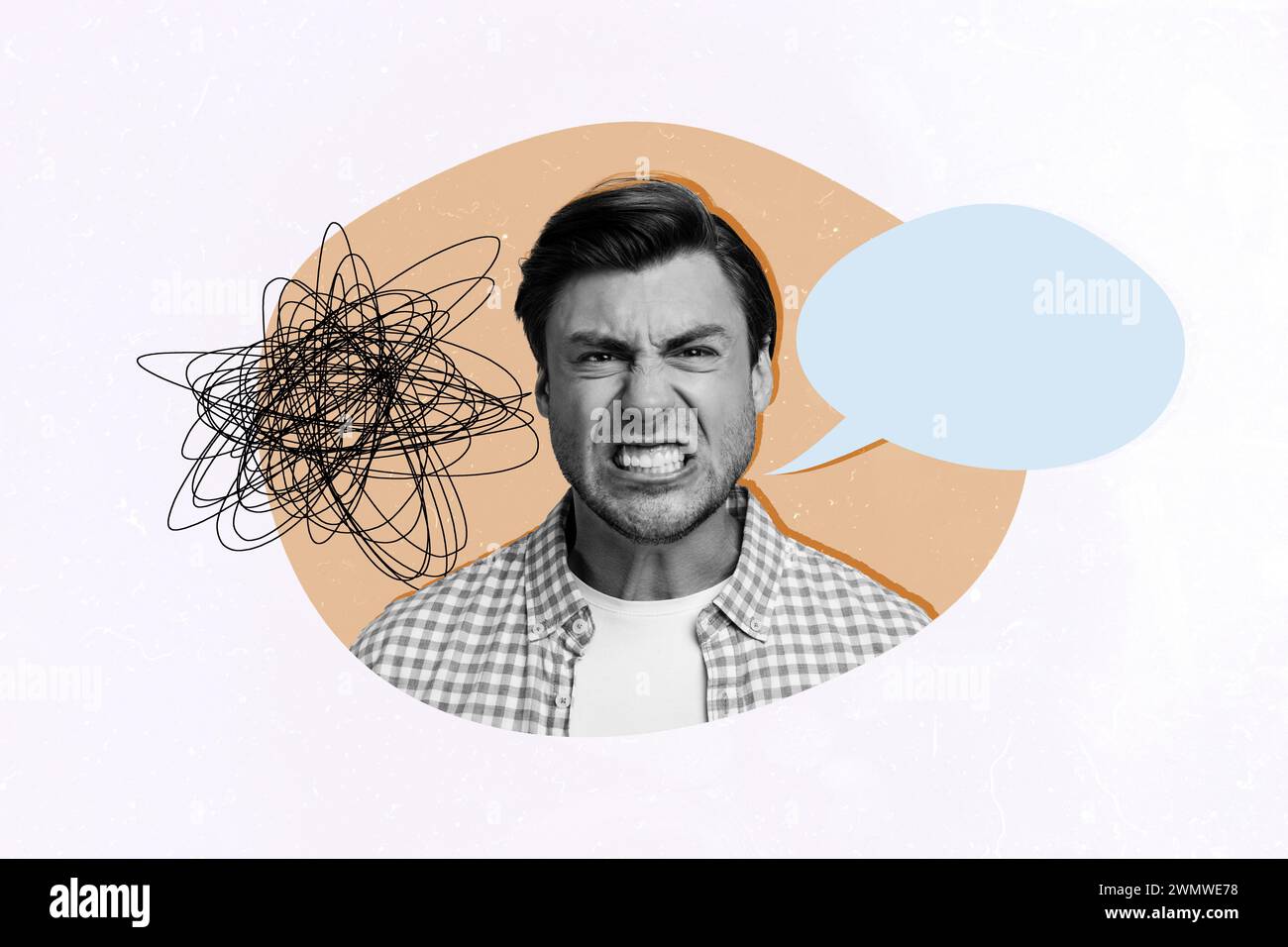 Composite image collage 3d sketch artwork of young man stubble worker ...