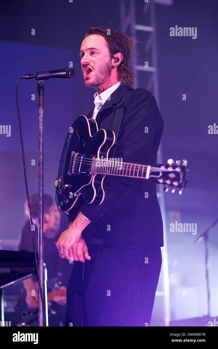 O2 Academy Leeds, UK. 27 February, 2024. Tom Smith of Editors ...