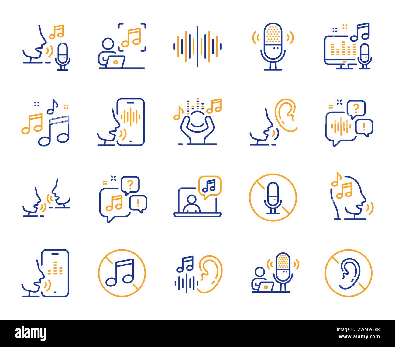 Voice line icons. Voicemail, microphone record and silence. Vector ...