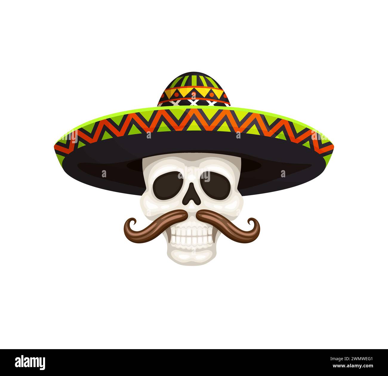 Mexican cinco de mayo holiday character. Mariachi musician skull with ...