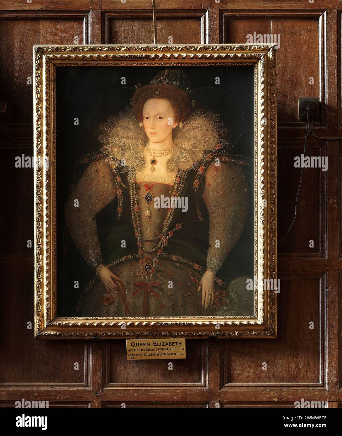 Portrait painting of Queen Elizabeth I, in the dining room at Christ ...