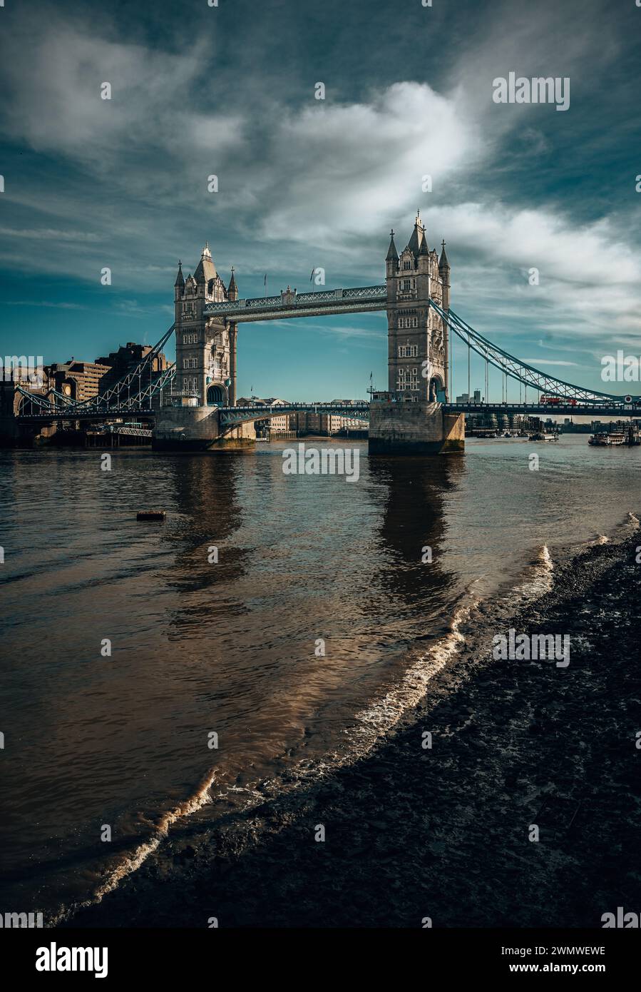 A scenic view of London's iconic cityscape with the Tower Bridge over ...