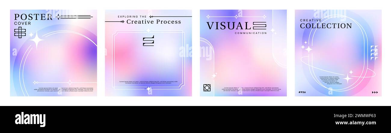 Aesthetic y2k gradient poster background with abstract shapes. Modern ...