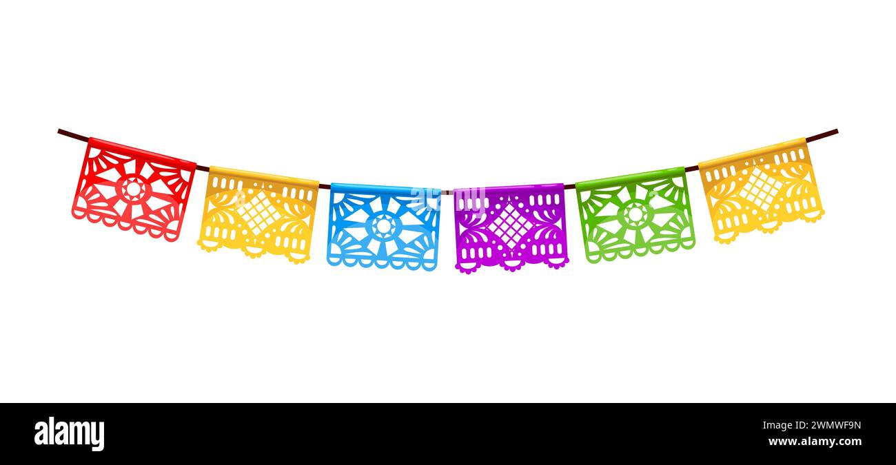 Mexican Cinco de mayo holiday pennants. Isolated cartoon vector hanging ...