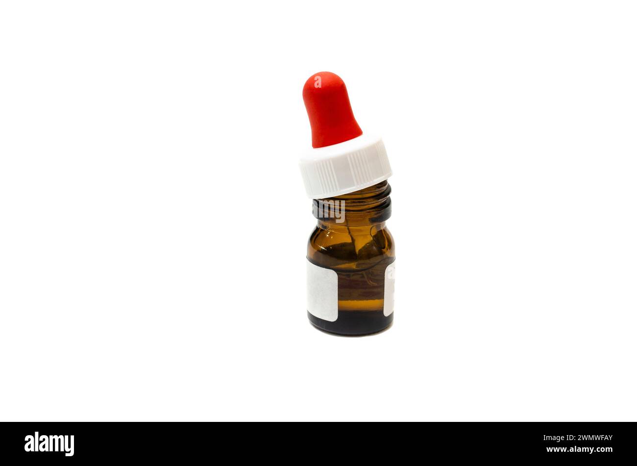 Small brown glass container with pipette. Medicine in drops for ear.On ...