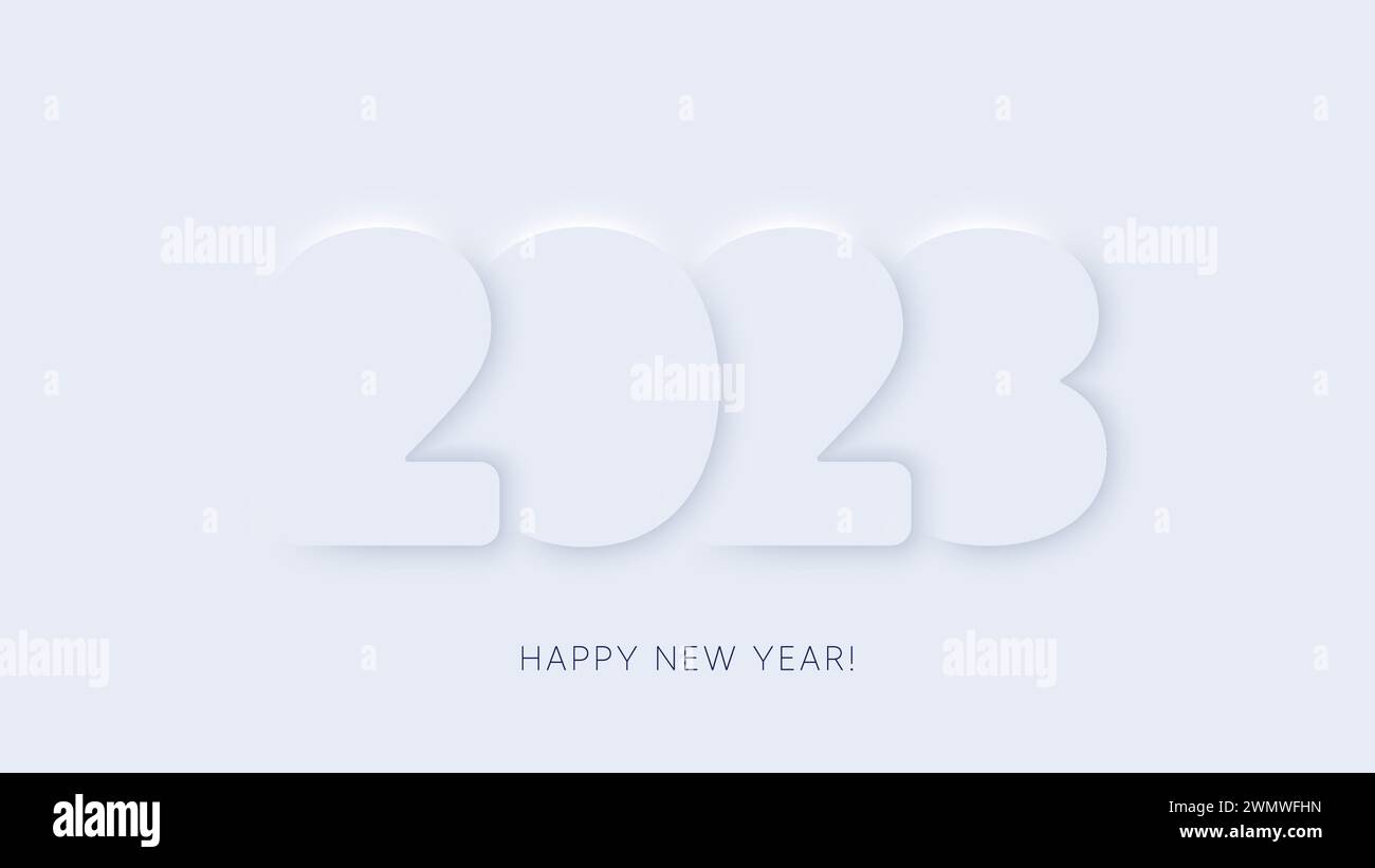 New year 2023 typography design. Neumorphic 2023 numbers illustration ...