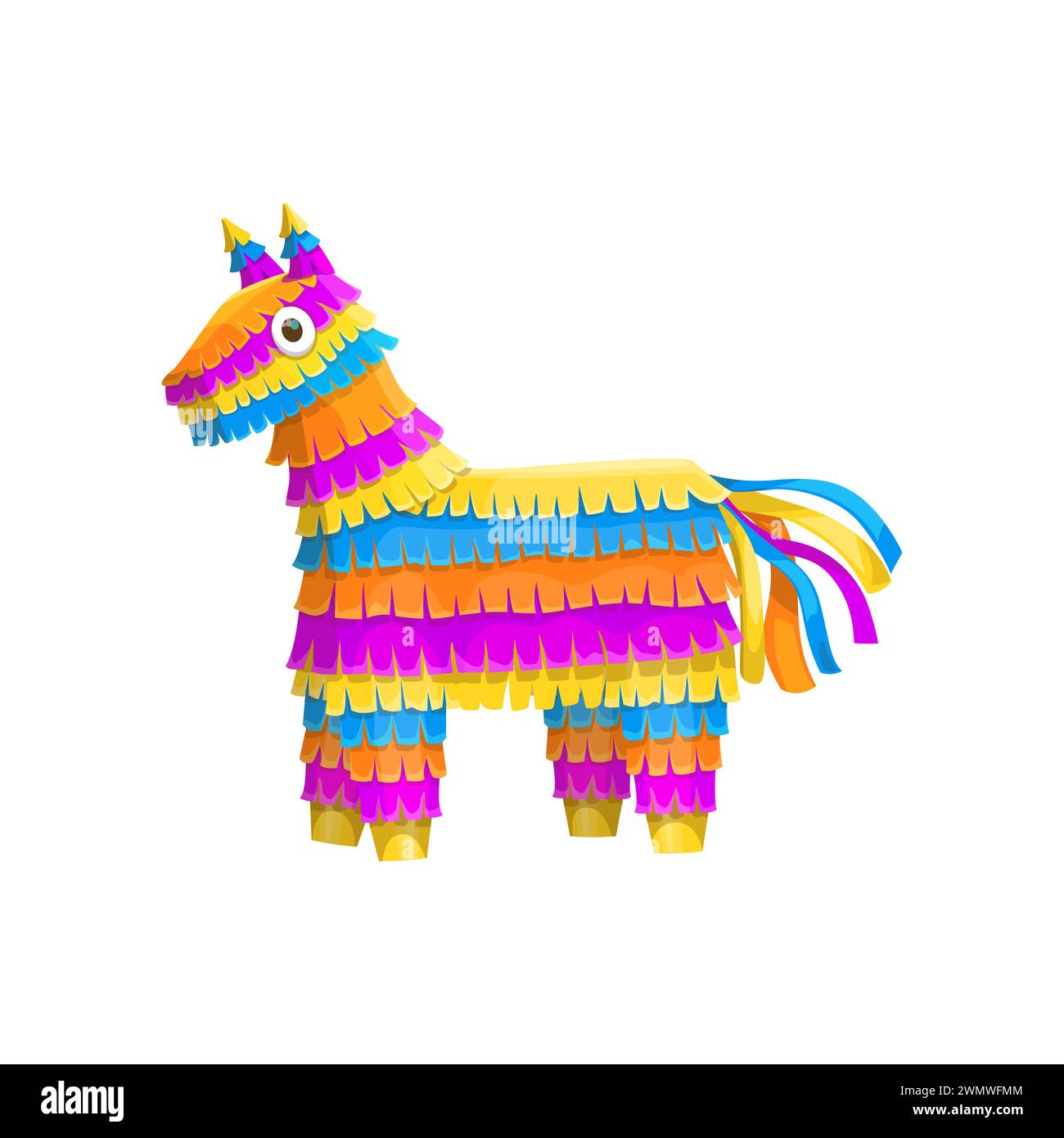 Mexican festive, donkey pinata, vector colorful party item, crafted ...