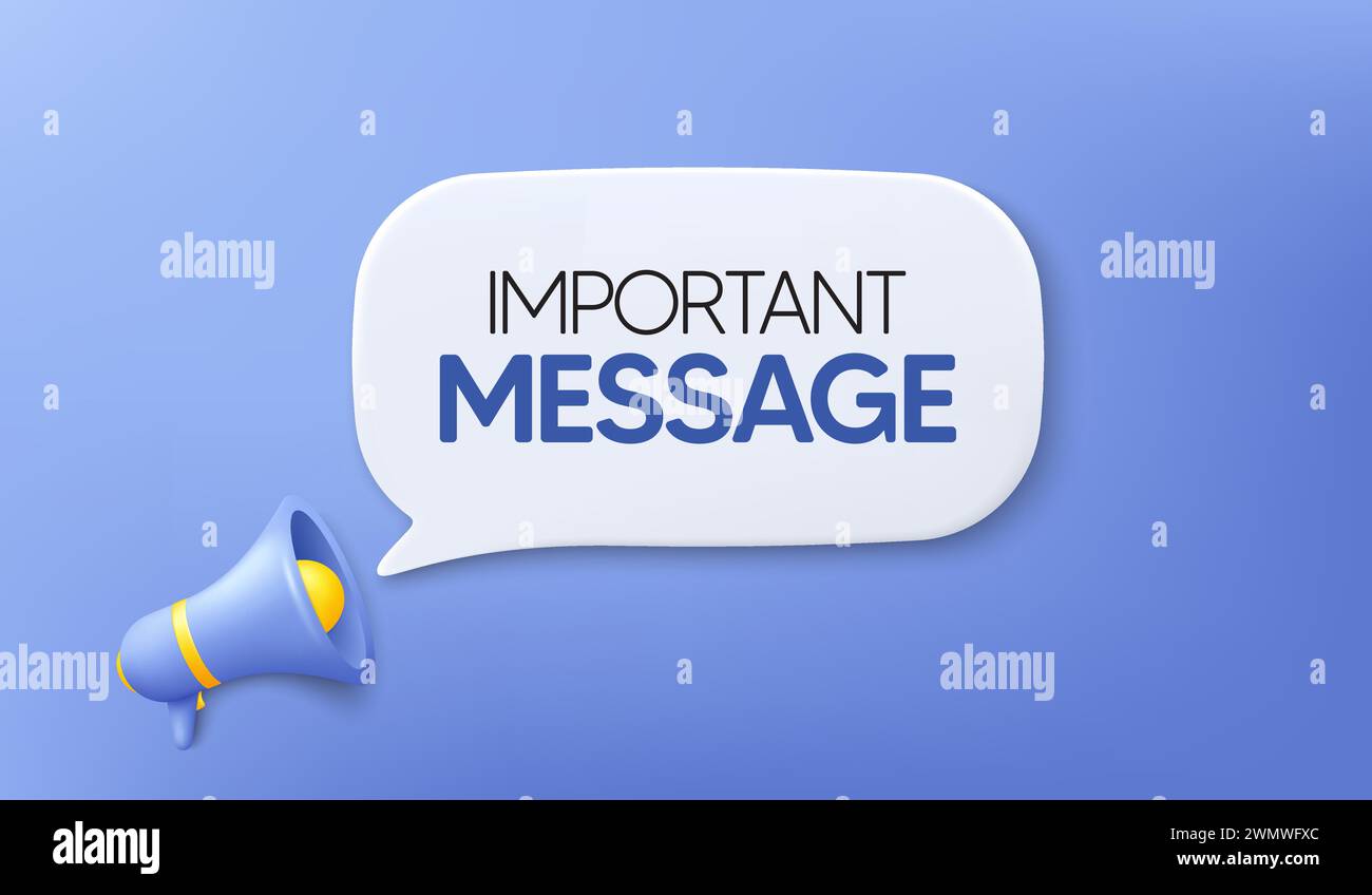 3d important message icon. Megaphone notification or loud warning ...
