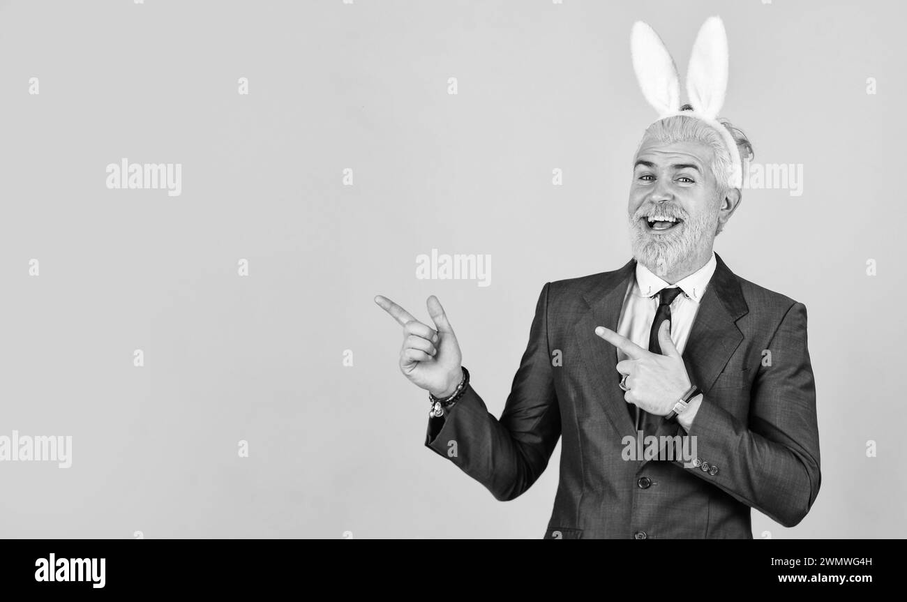 Greetings concept. Having fun. Funny boss. Easter activities for office ...