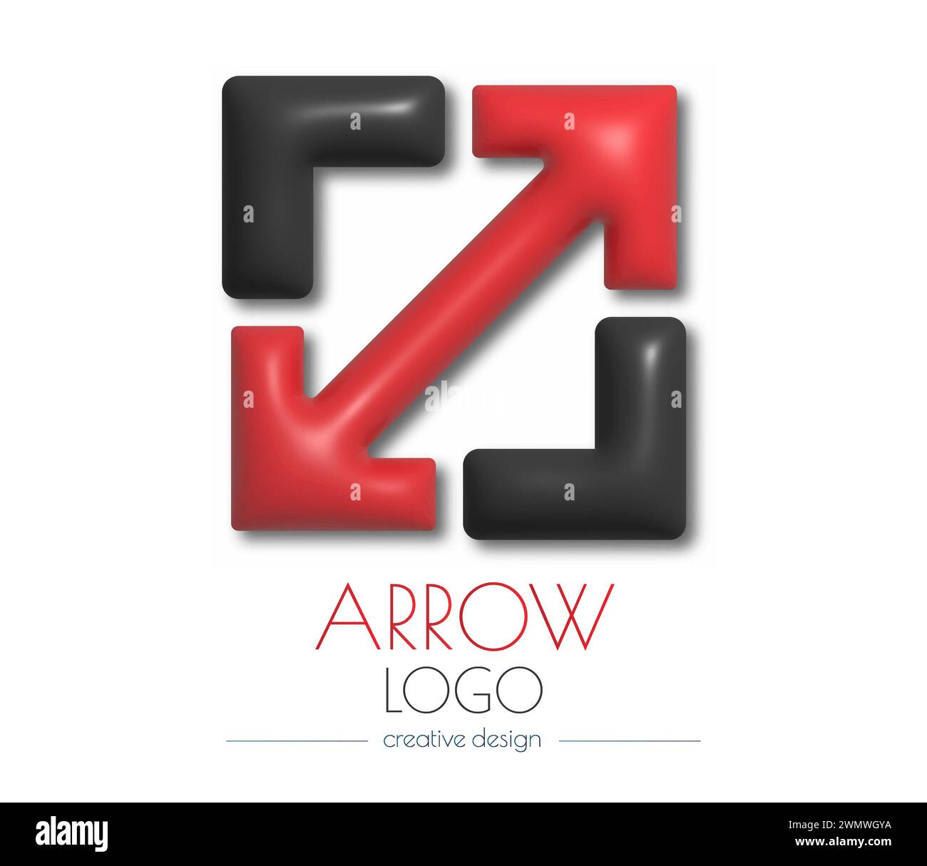 3d logo with an arrow. A template for a brand, sticker, sticker, or ...
