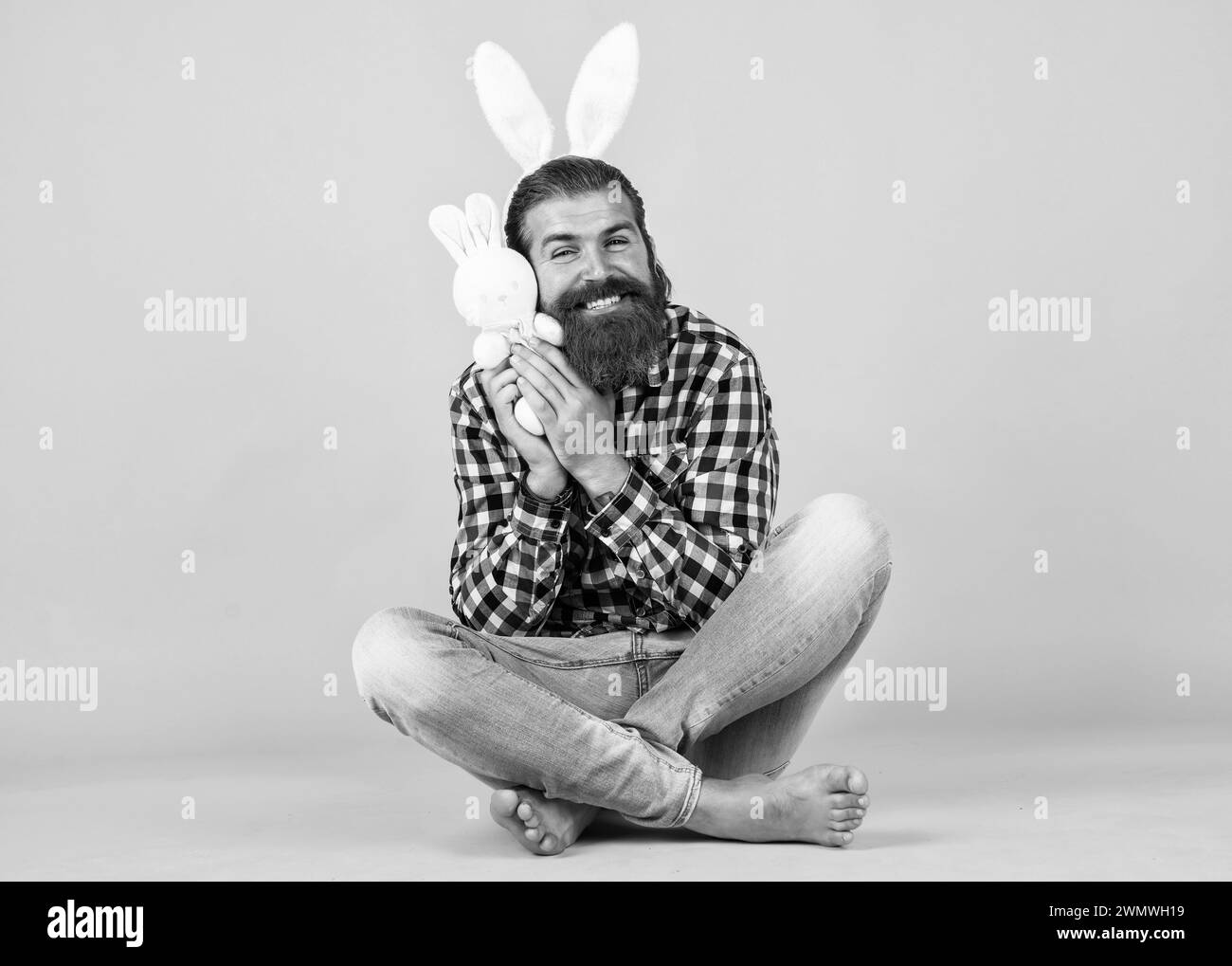 man ready to celebrate spring holiday. going on party. bearded mature ...