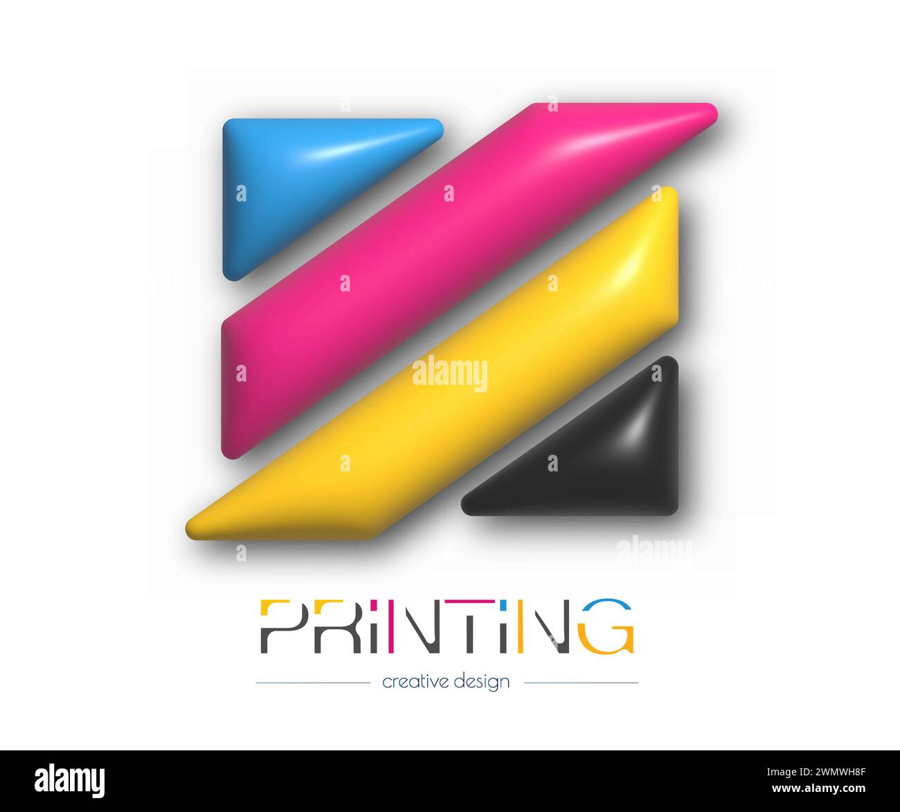 Abstract 3d digital or photo printing logo. Vector template of a brand ...