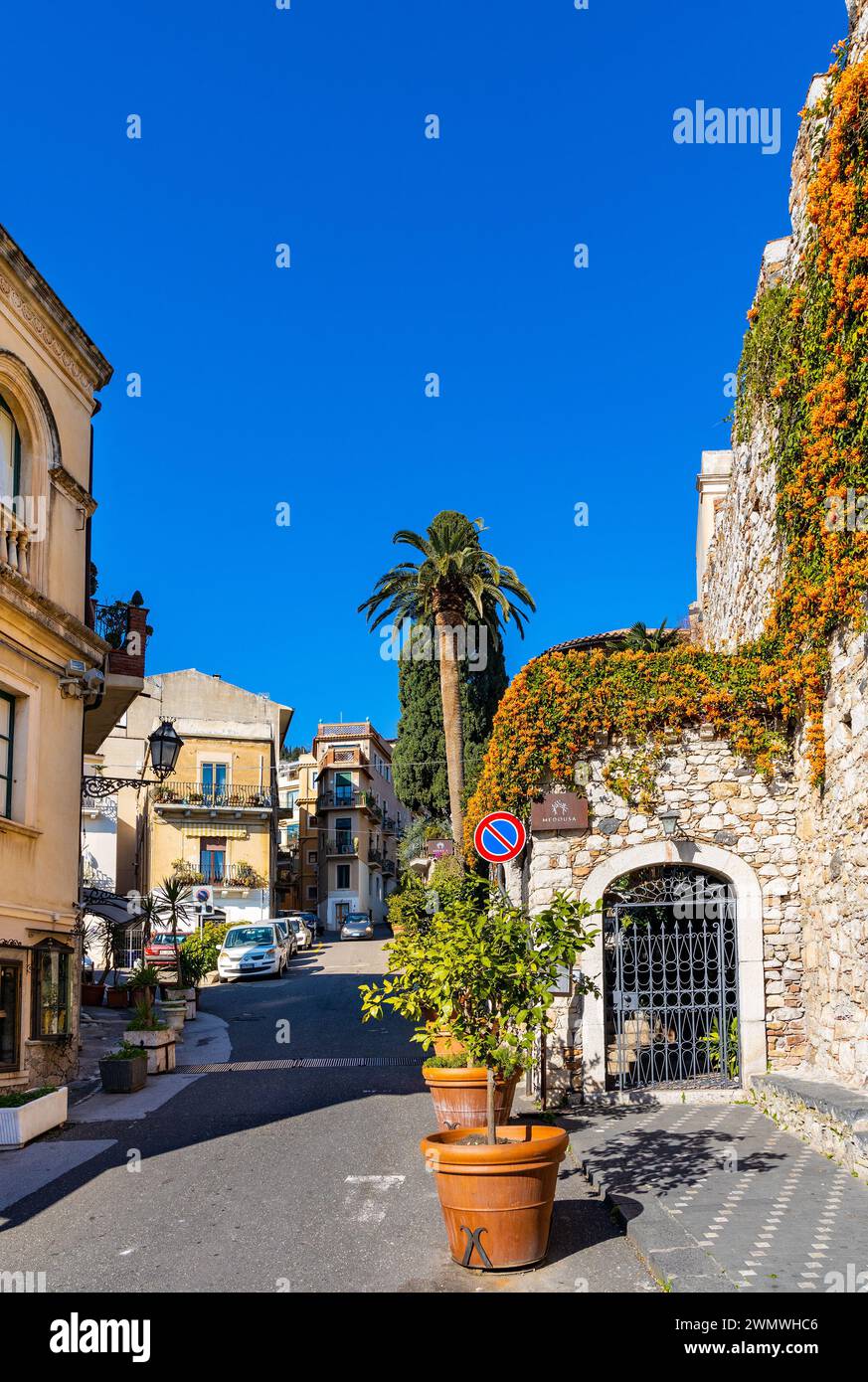 Taormina, Sicily, Italy - February 15, 2023: Historic old town with ...