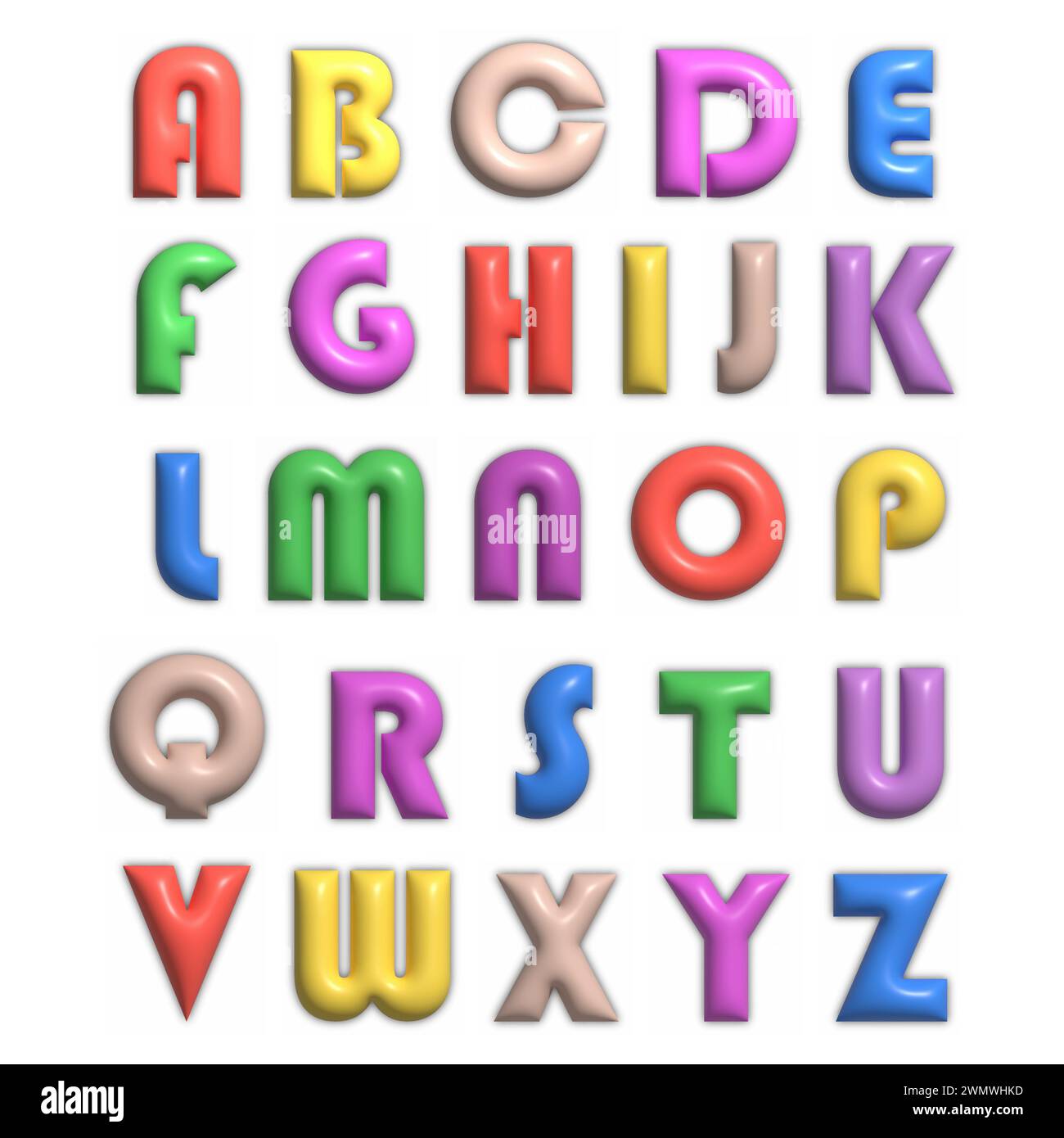 3D colorful alphabet. A set of three-dimensional colored letters for ...