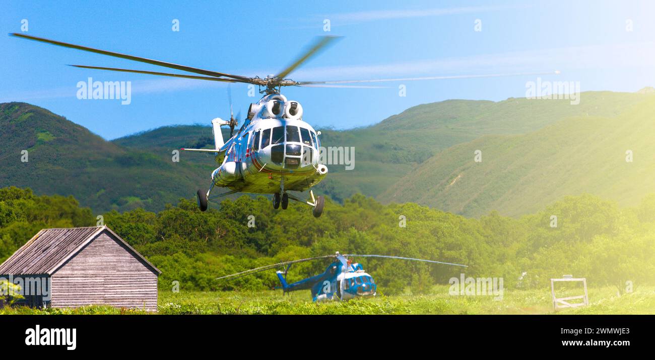 Blue aviation approach helicopter hi-res stock photography and images ...