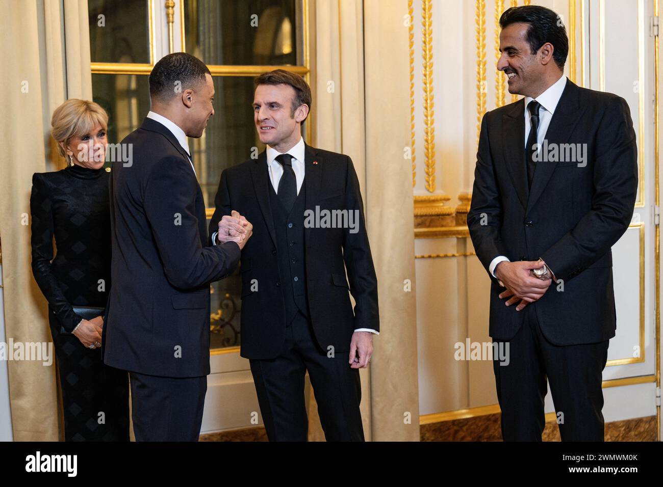 Paris, France. 27th Feb, 2024. Kylian Mbappe, Brigitte Macron ...