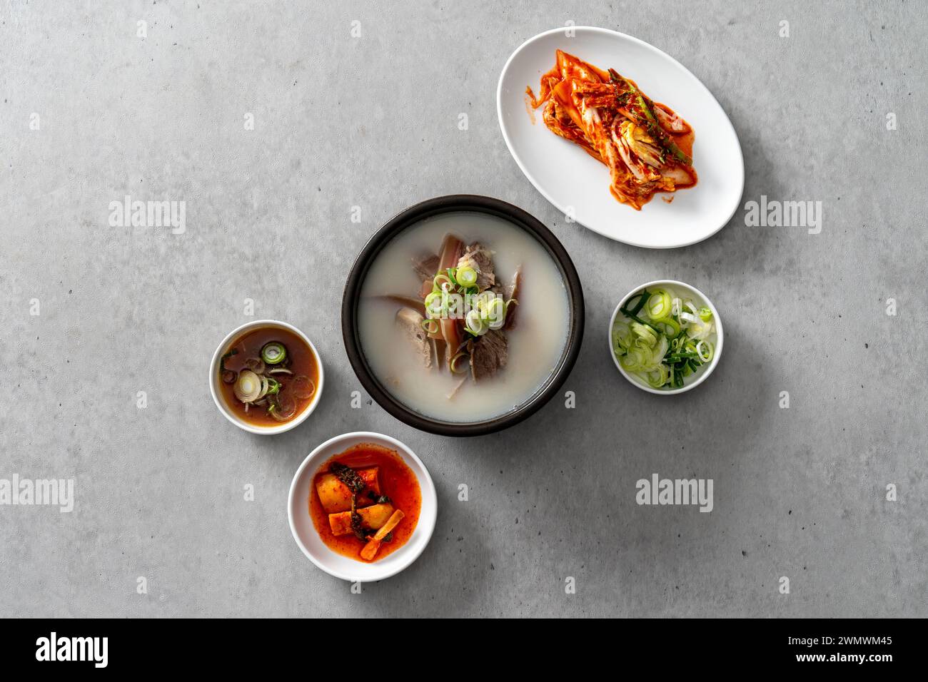 Korean food dish Beef head gukbap, boiled pork, beef, yukgyejang, side ...