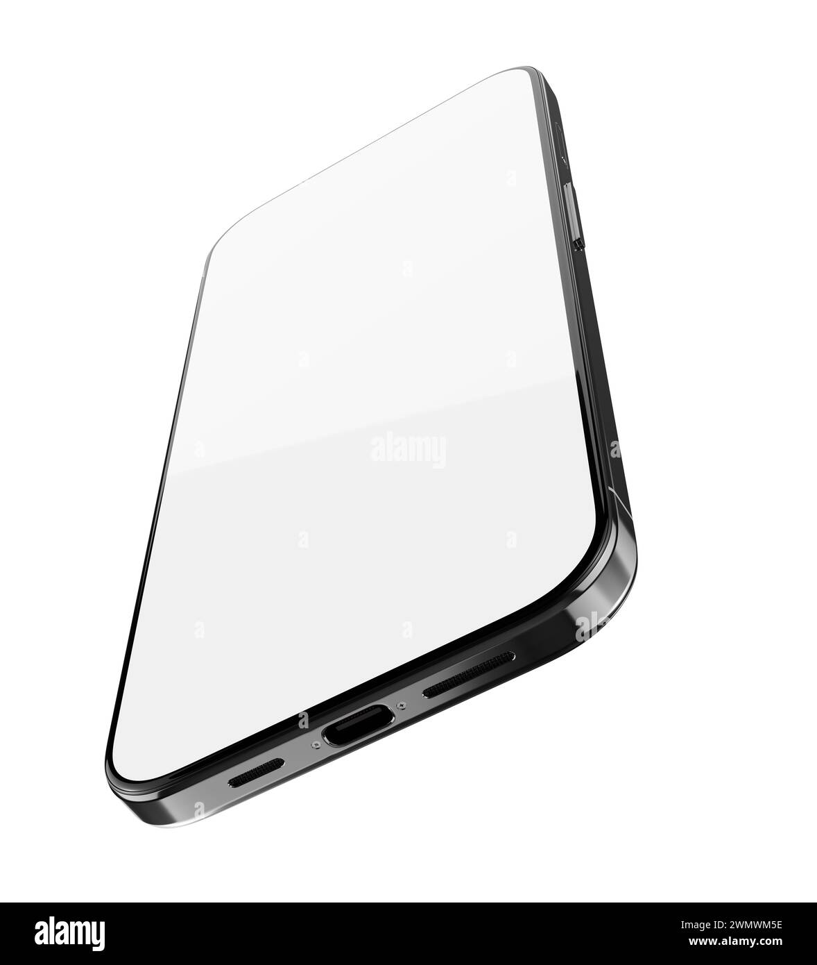 Smartphone with an empty, modern, bezel-less design, view from the ...