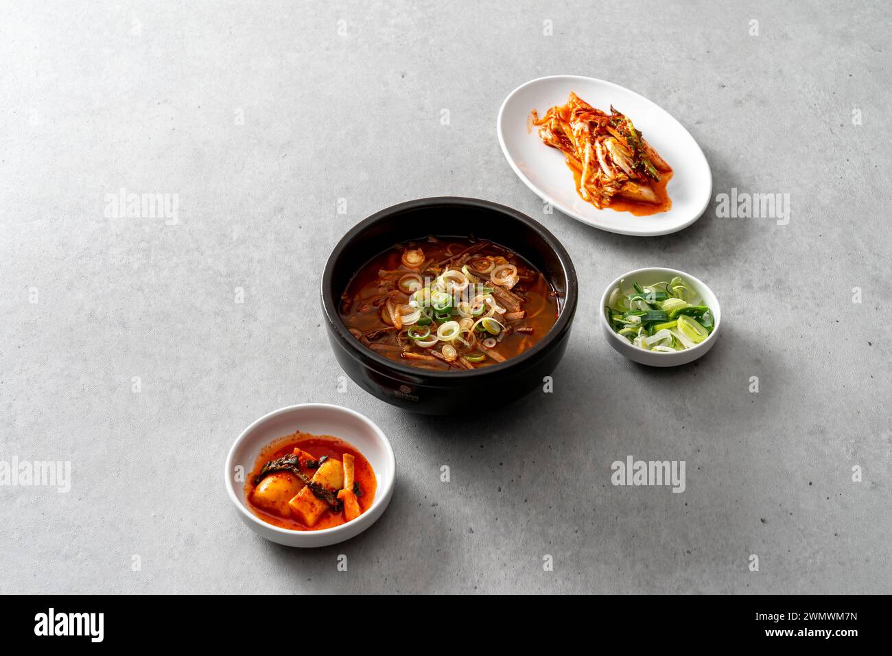Korean food dish Beef head gukbap, boiled pork, beef, yukgyejang, side ...