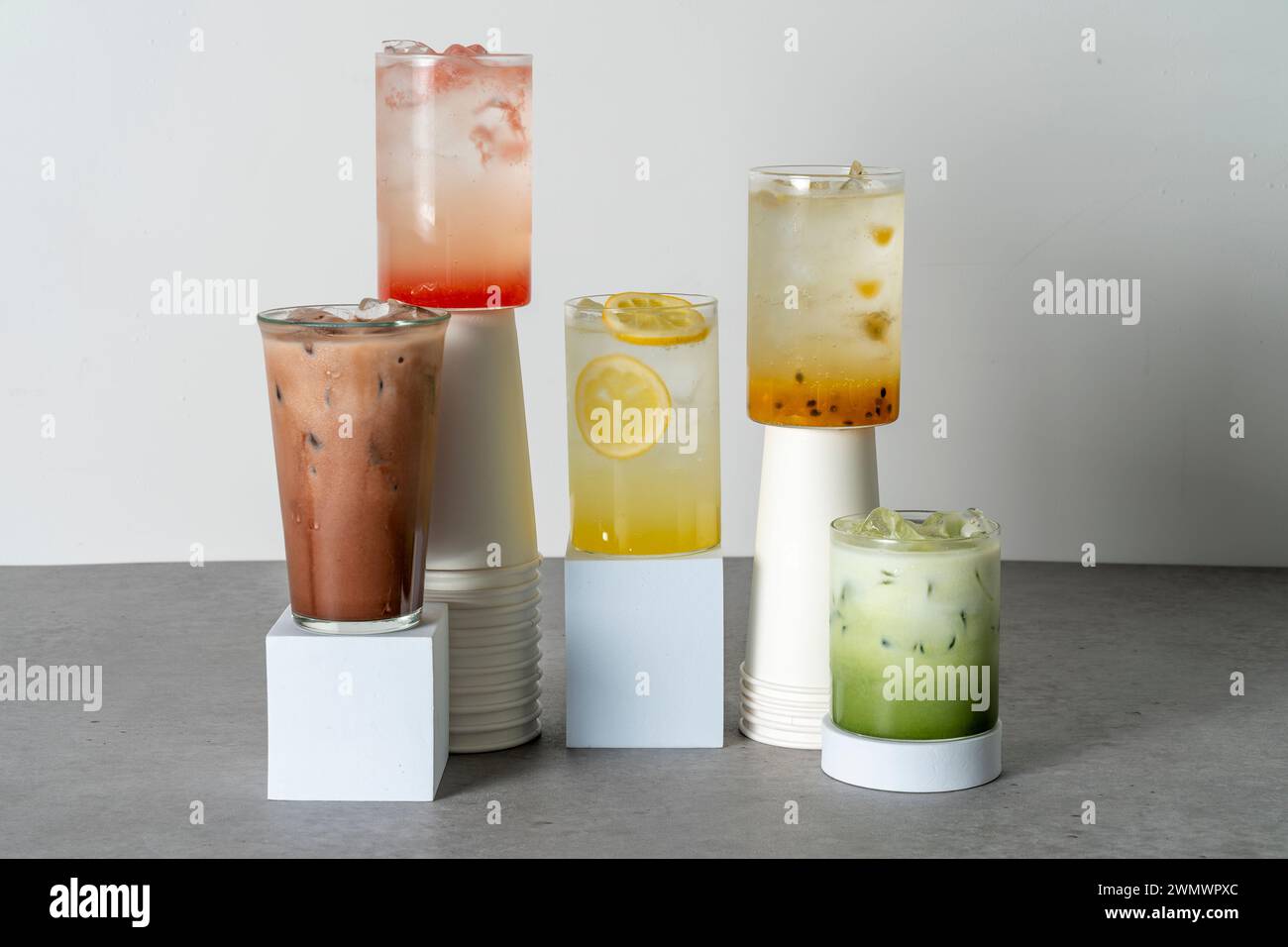 Potion fruits, mango ade, lemon ade, plain yogurt, blueberry yogurt ...