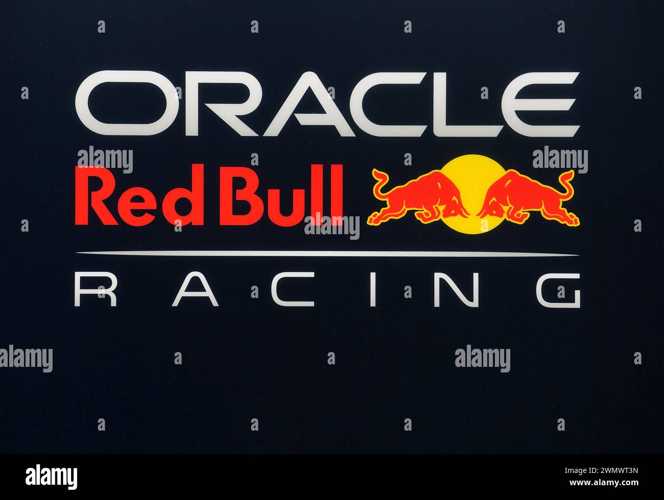 Oracle Red Bull Racing logo at the Bahrain International Circuit ...