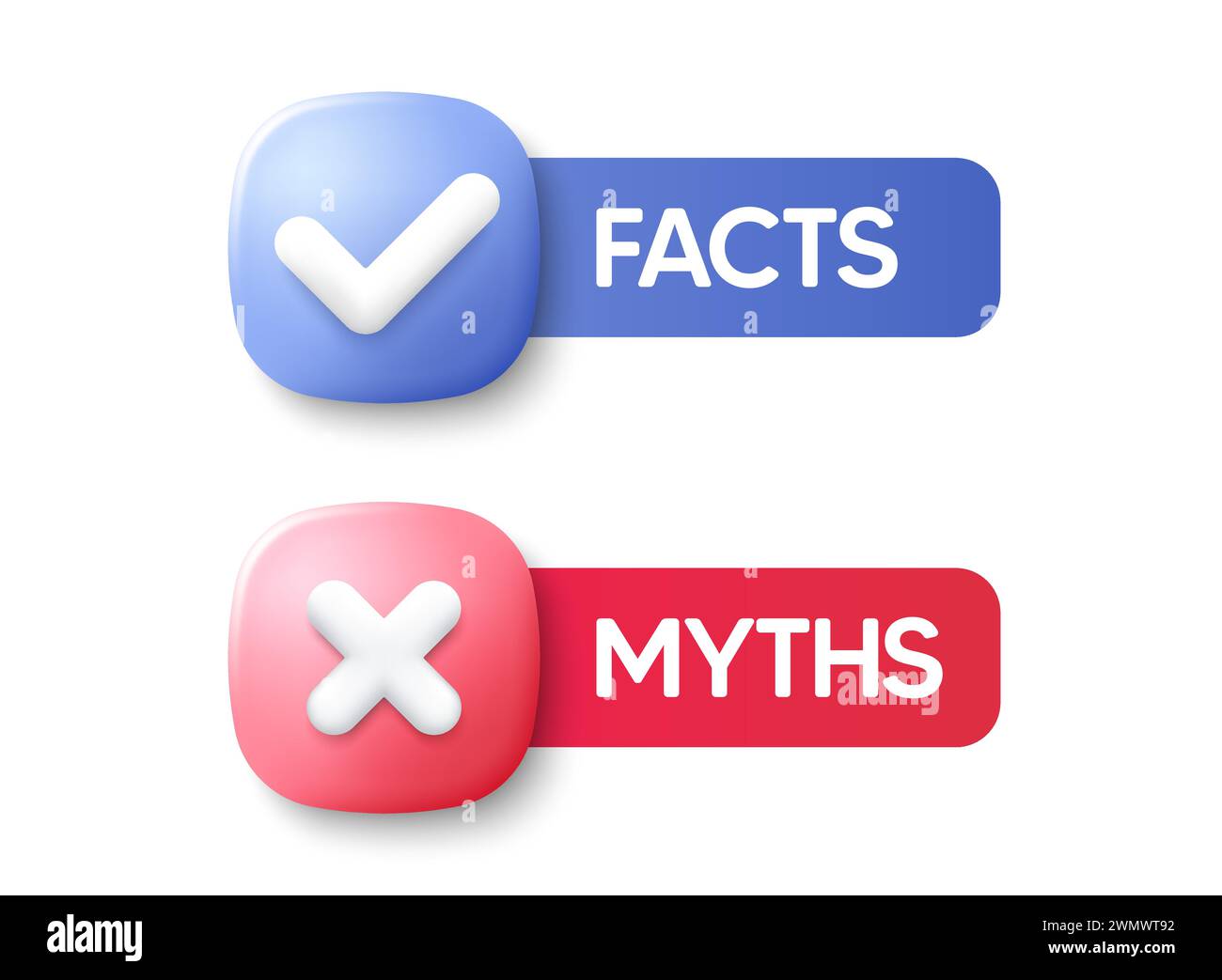 Facts and myths buttons with check and cross mark. Banner design for ...