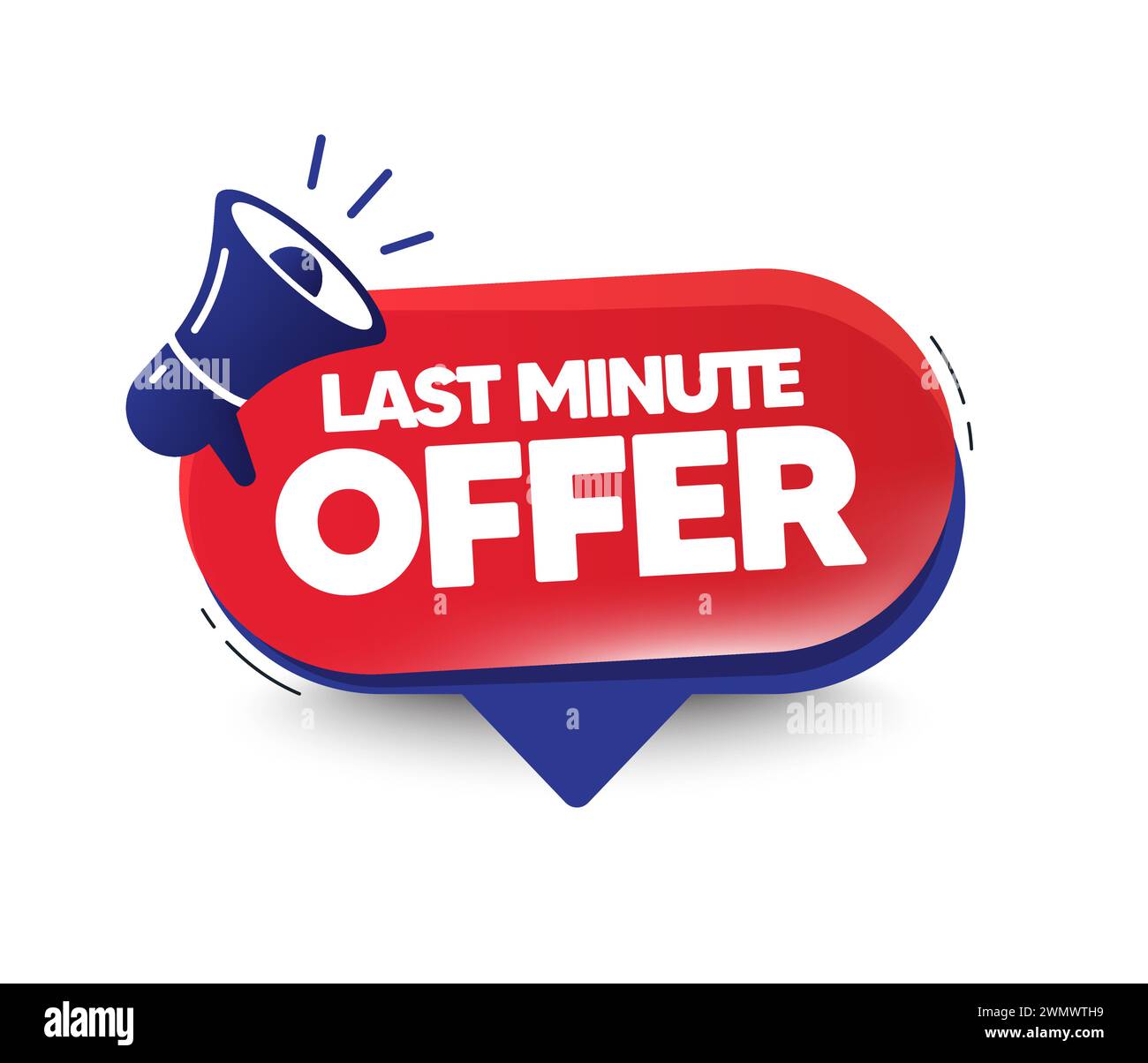 Last minute offer label with megaphone icon. Special offer time with ...