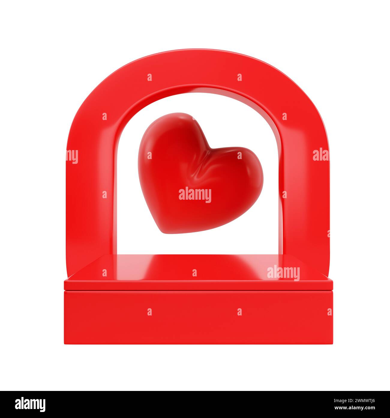 Rectangle podium with arc and heart for product display isolated on ...