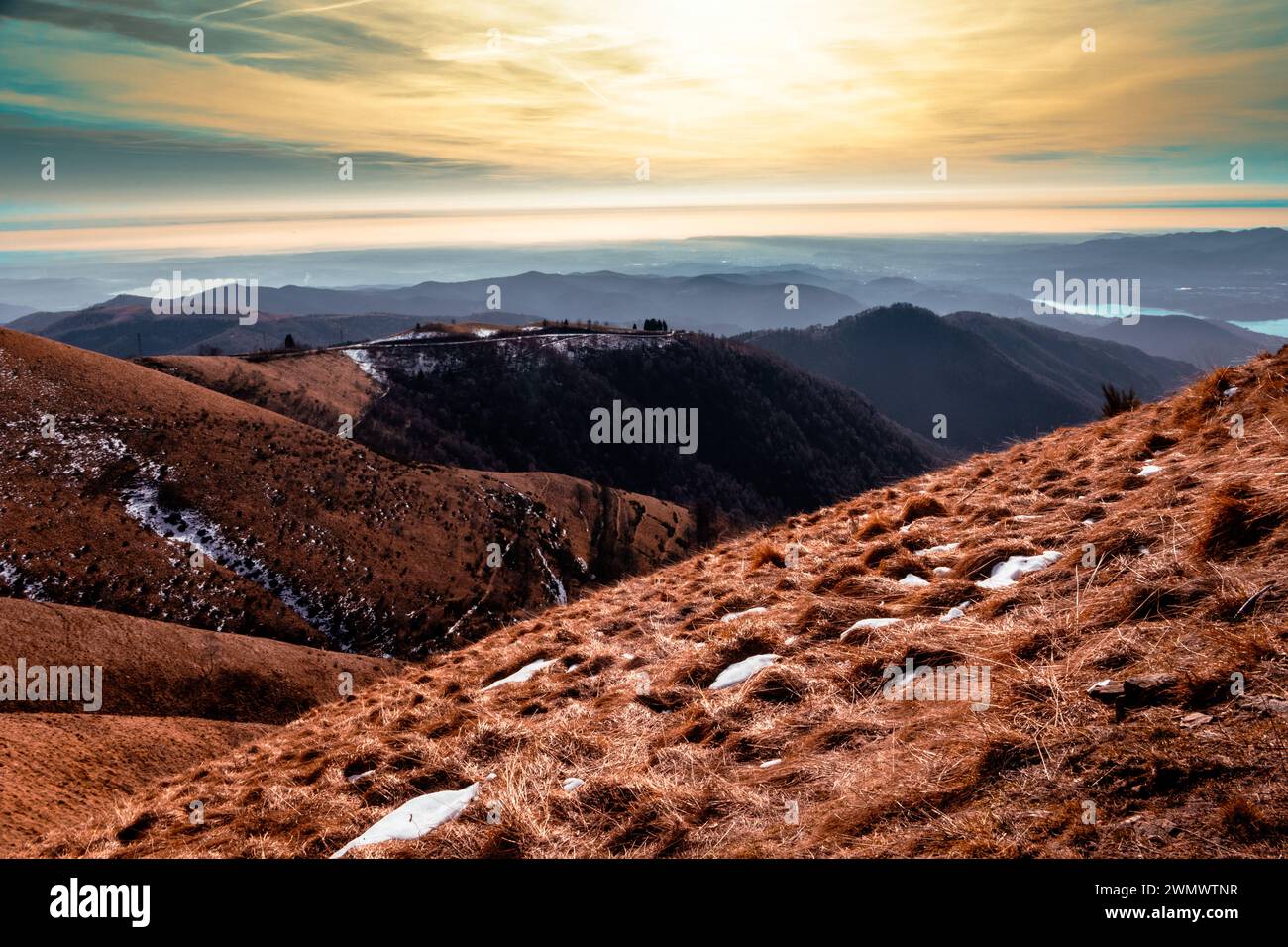 Dream over the mountains. Panoramic view from Mottarone mountain on a ...