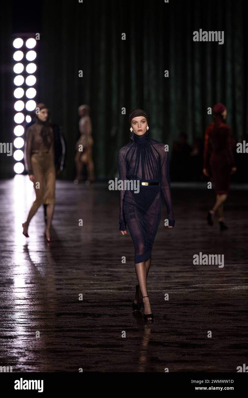 EDS NOTE: NUDITY - Models wear creations as part of the Saint Laurent ...