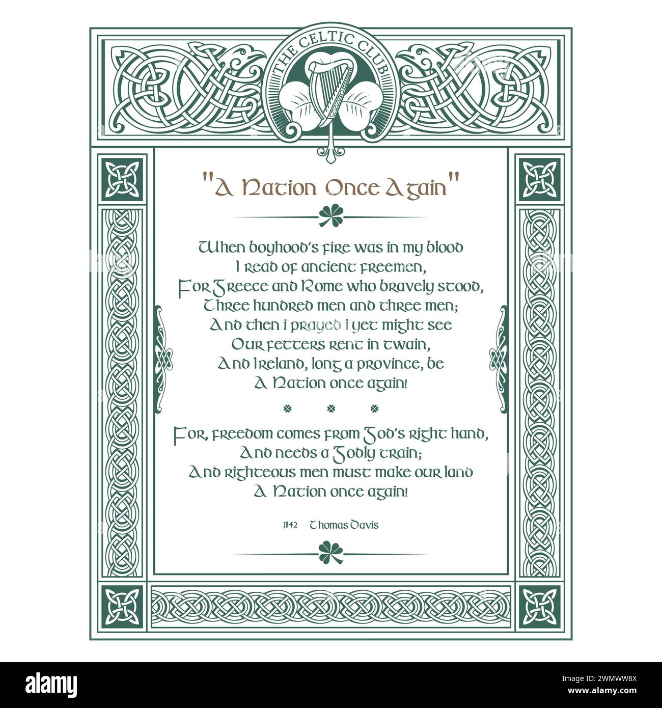 Irish design in vintage, retro style. Frame in the Old Norse Celtic ...