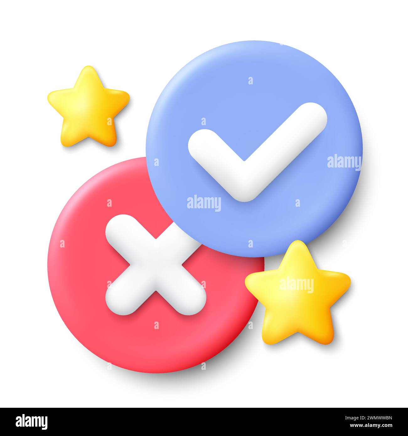 Quiz 3d icon. Answer time game symbol. Check mark button. Vector Stock ...