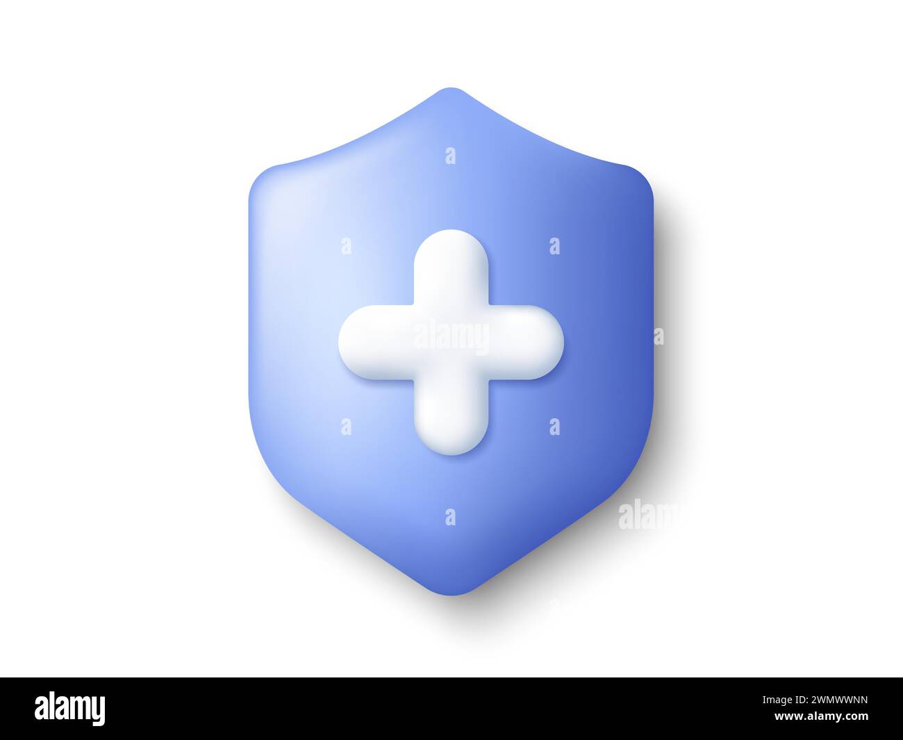 Shield 3d icon. Health care concept with cross. Medic care insurance ...