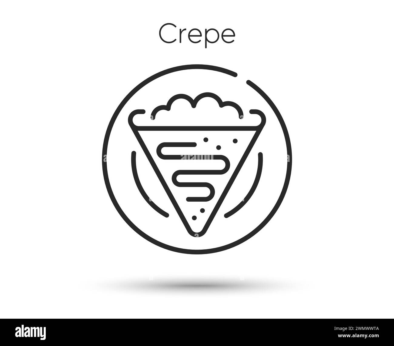Crepe line icon. Sweet pancake on plate sign. Snack food symbol. Vector ...
