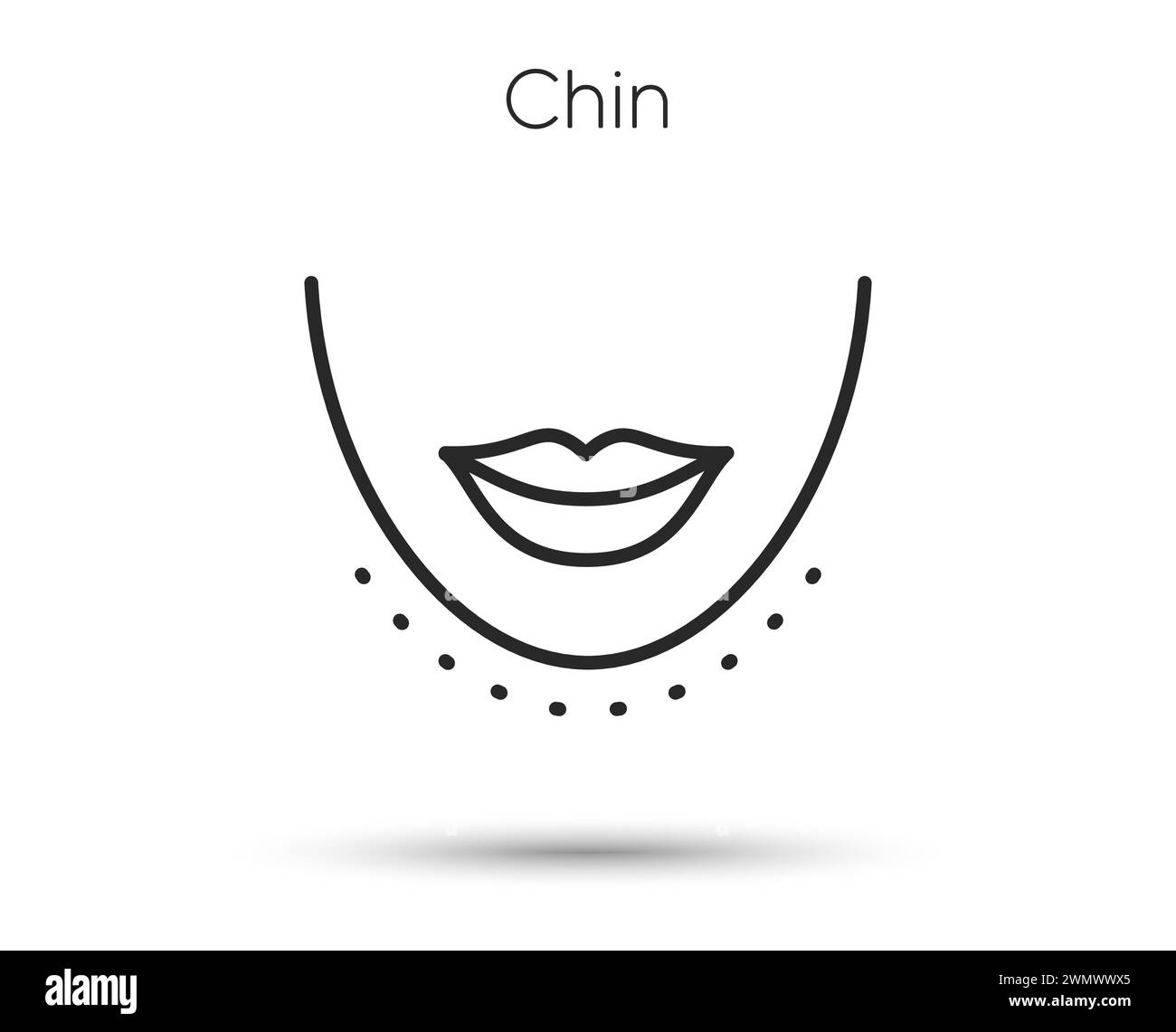 Chin lifting line icon. Fat lift procedure sign. Face cosmetic medicine ...