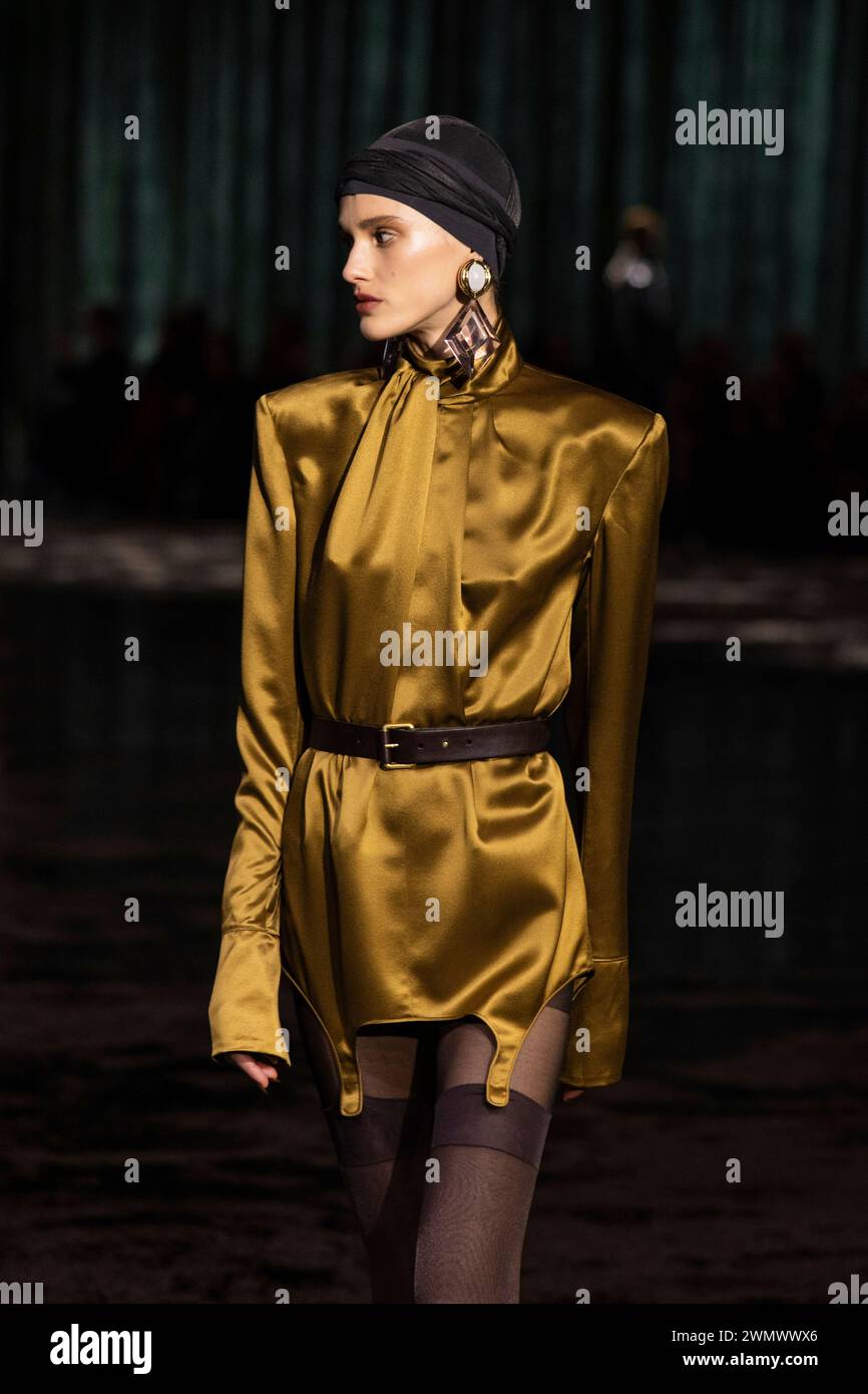 EDS NOTE: NUDITY - Models wear creations as part of the Saint Laurent ...