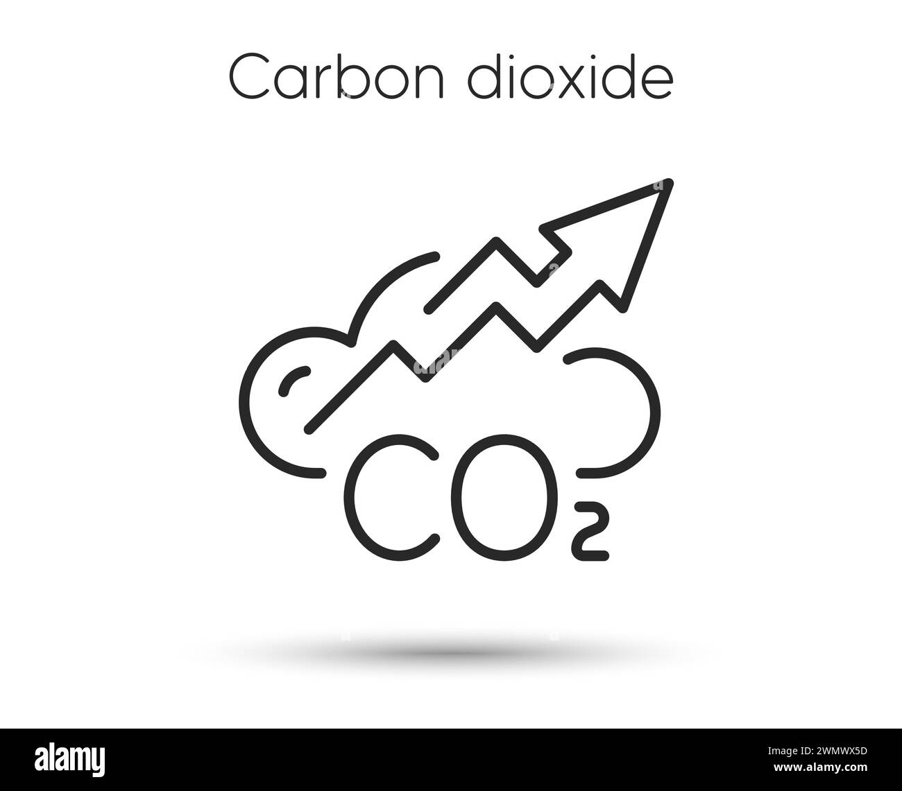 Co2 gas line icon. Carbon dioxide offset sign. Co2 emissions up trend ...
