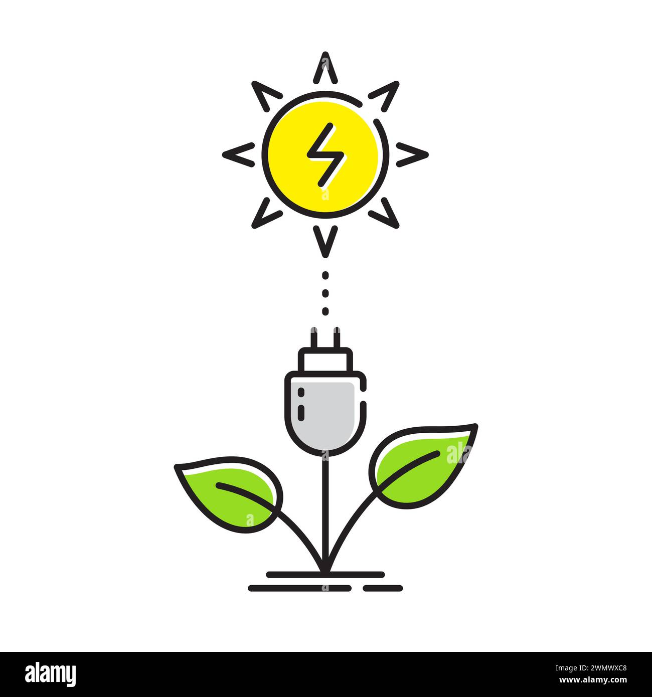 Eco plug power line icon. Save energy from eco electric power ...