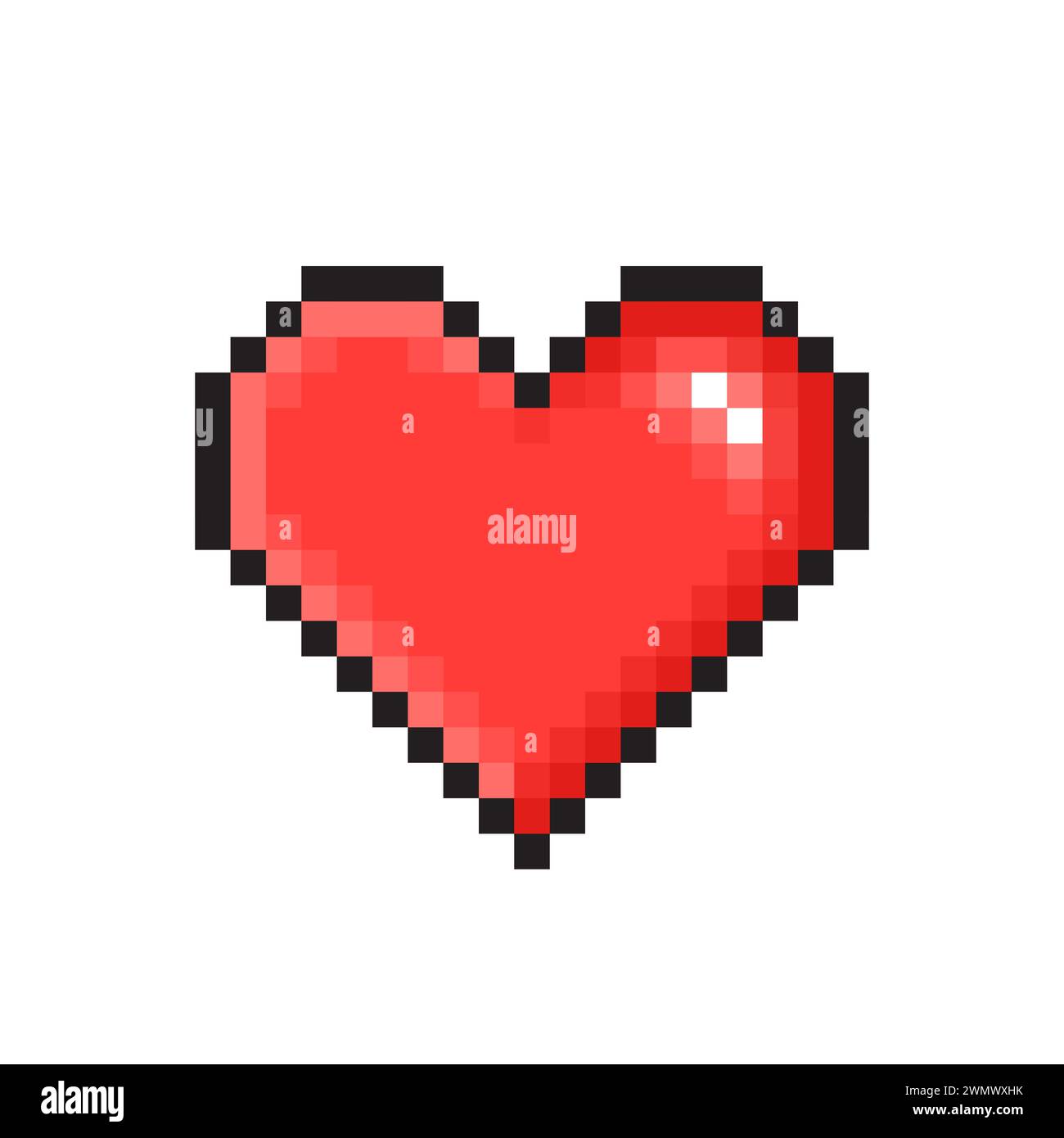 Pixel art red heart icon. Love feeling, health life or Valentine day ...