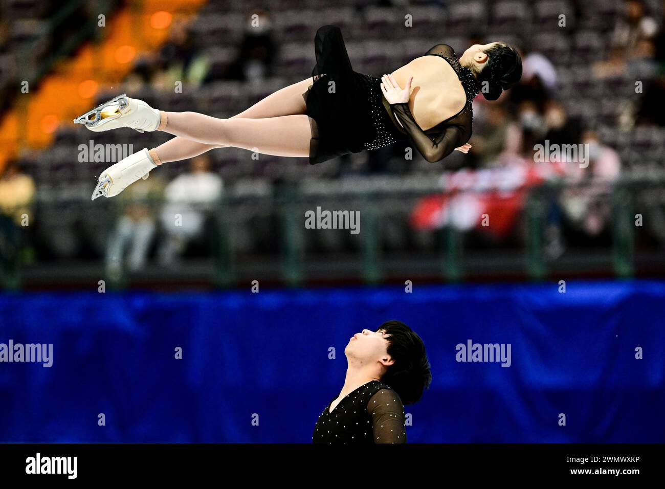 Adele ZHENG & Andy DENG (USA), during Junior Pairs Short Program, at ...