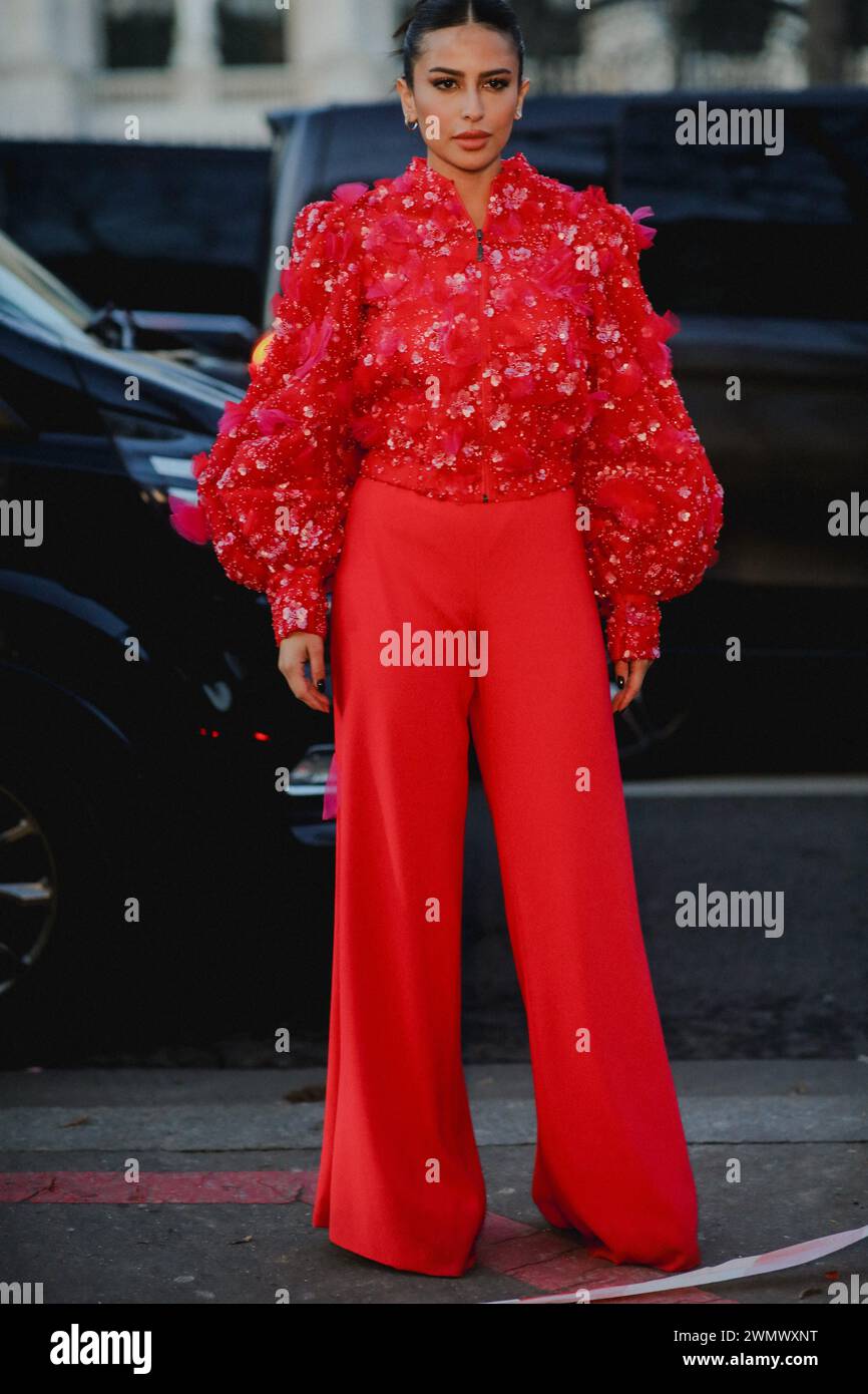 Paris, France. 22nd Jan, 2024. Street style, Lama Alakeel arriving at ...