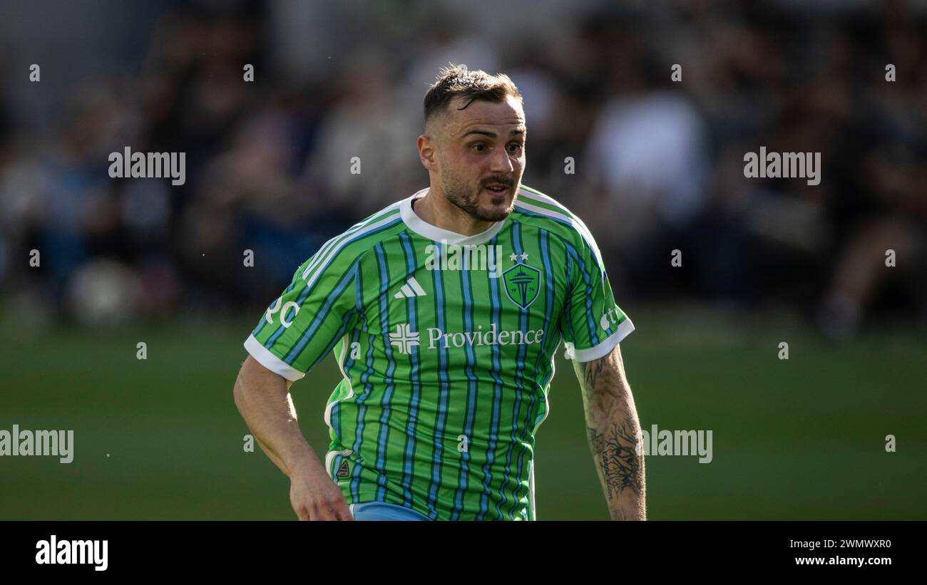 Seattle Sounders forward Jordan Morris (13) runs during an MLS soccer ...