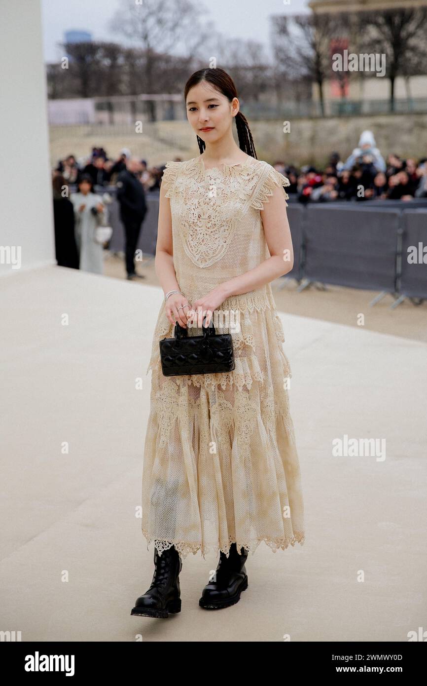 Paris, France. 27th Feb, 2024. Street style, Yuko Araki arriving at ...