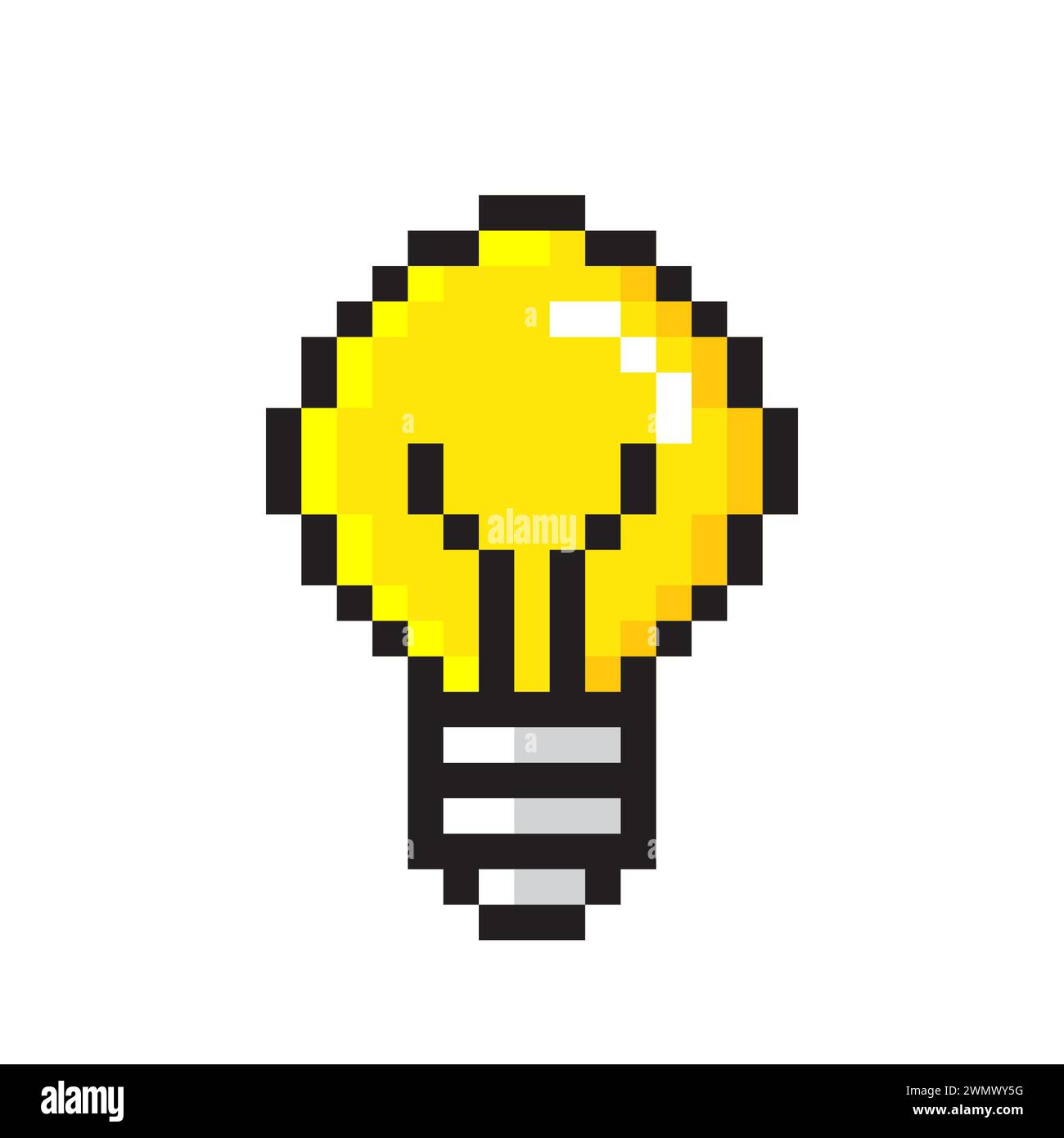 Pixel art light bulb icon. Idea lamp, thinking lightbulb and solution inspiration. Vector Stock ...