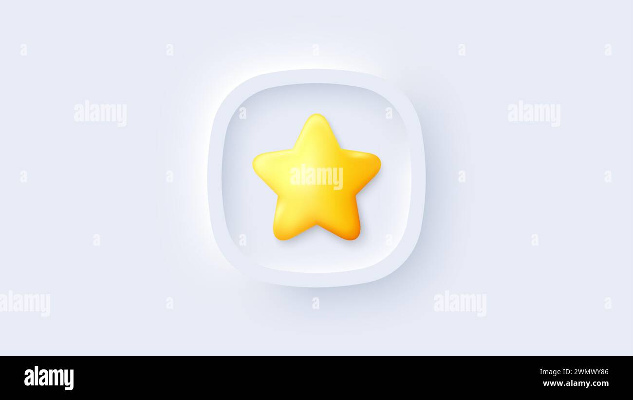 Yellow star 3d icon. Feedback review, customer rating star. Best 3d ...