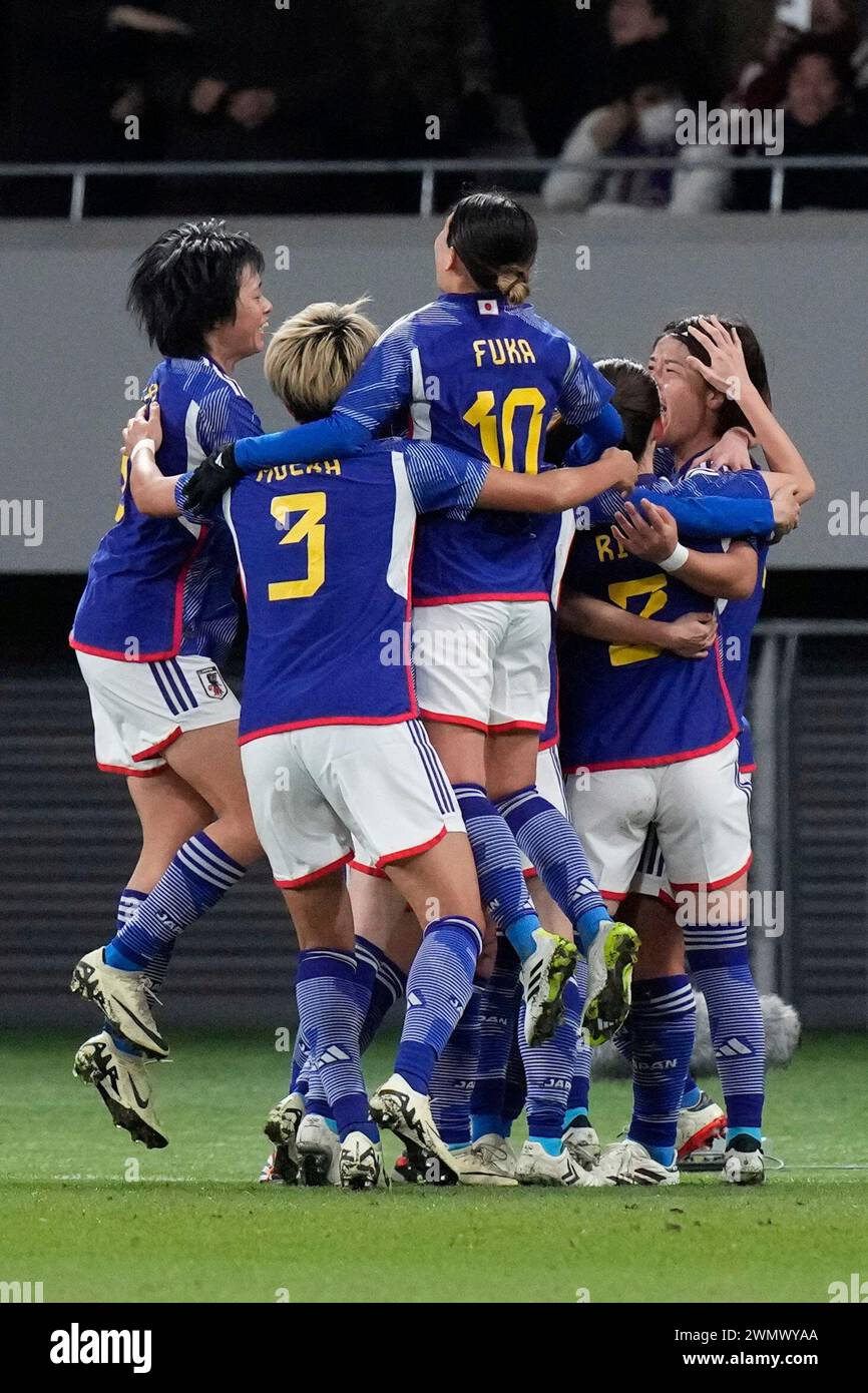 Japan players celebrate after Hana Takahashi scored the first goal for ...